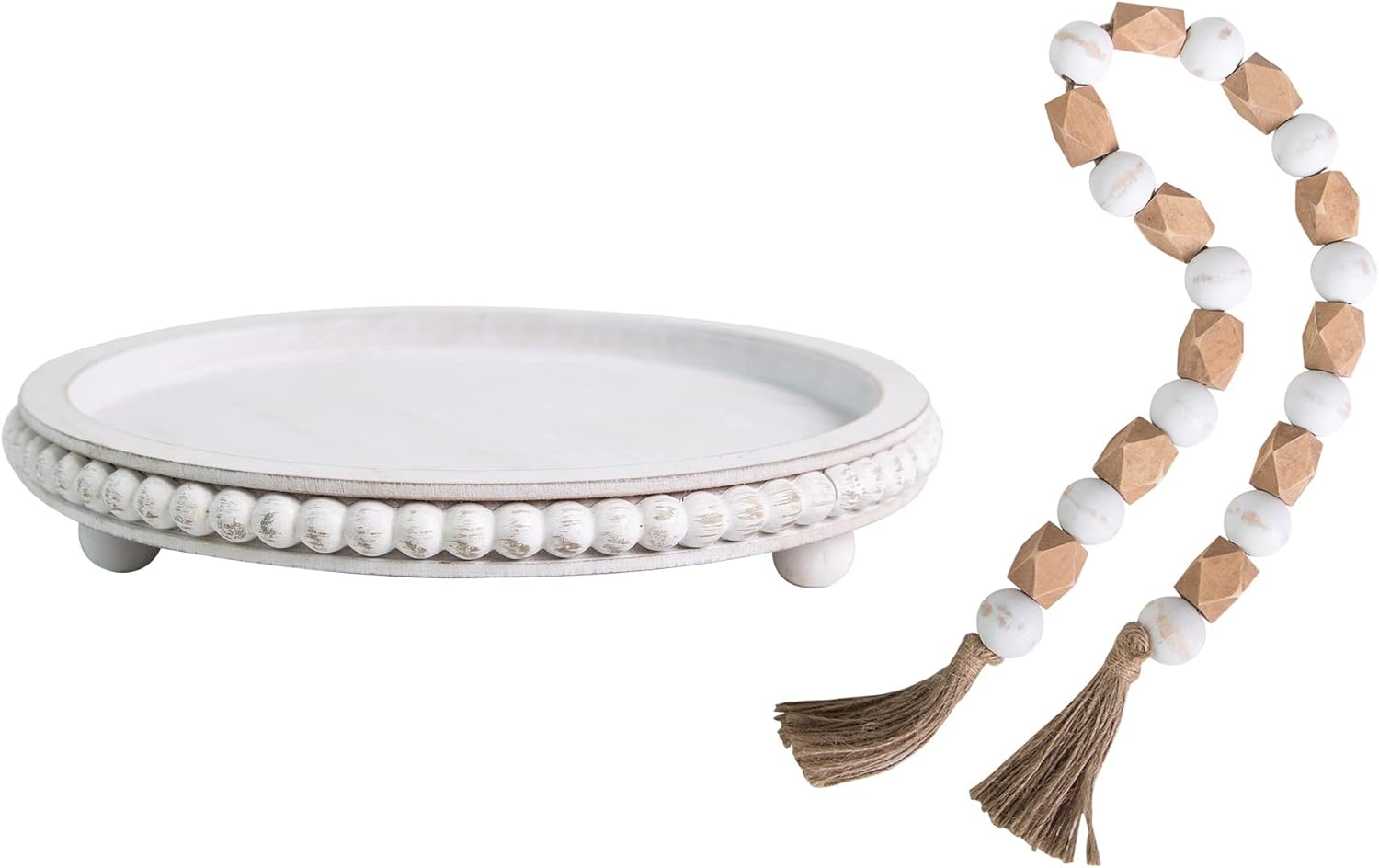 Amazon.com: HPC Decor 12in Wood Beaded Tray and Wood Bead Tassels ...