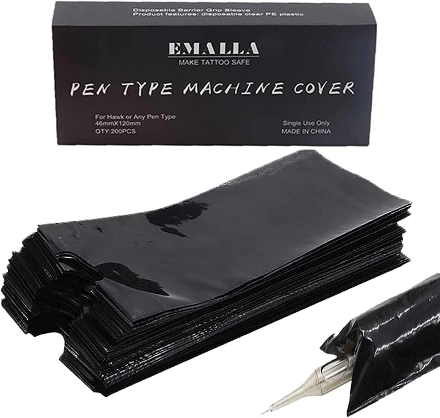 Amazon.com: Tattoo Machine Pen Covers - Yuelong 200pcs Black Tattoo Pen ...