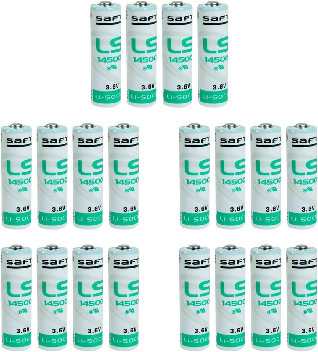Amazon.com: (20 Pack) LS14500 Lithium-Thionyl Chloride 2600mAh Lithium ...