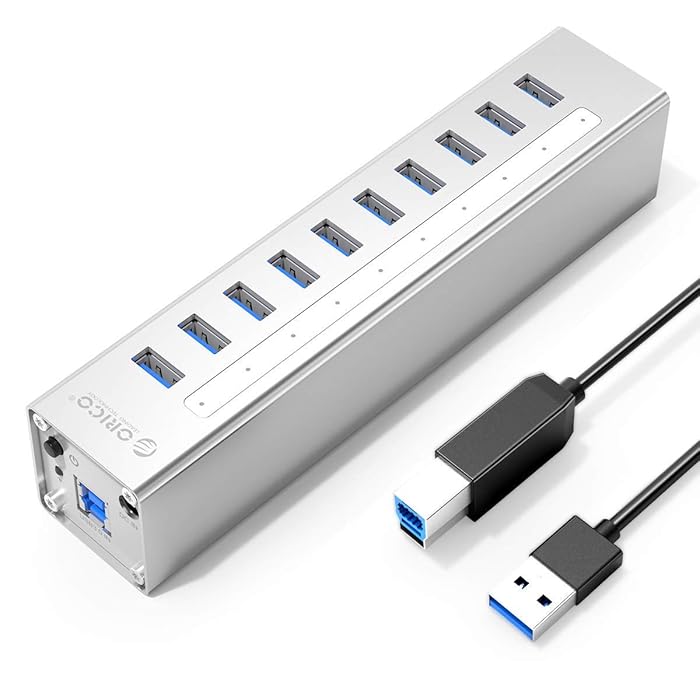 Buy ORICO Powered USB HUB, 10 Ports Aluminum BC 1.2 Charging USB 3.0 ...