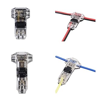 Brightfour T Tap Wire Connectors for 16-24 AWG Wires, No Wire Stripping ...