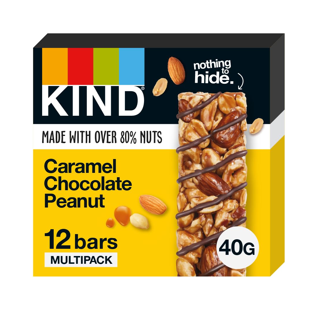 KIND Bars, Gluten Free Snack Bars, Caramel Chocolate Peanut, High Fibre ...