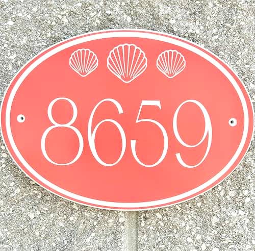 Amazon.com: Coastal address plaque - House Number sign With Shell ...