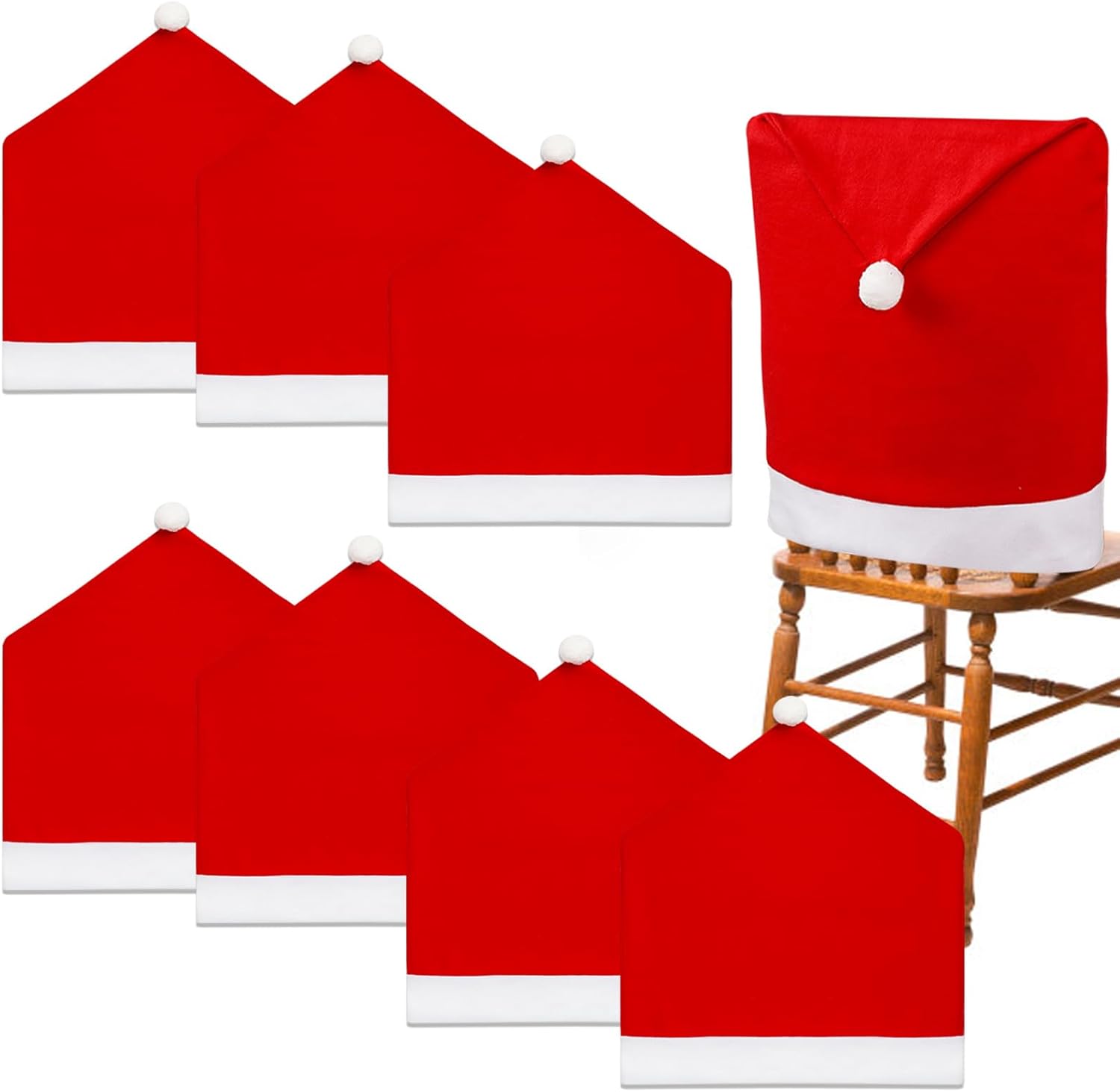 Amazon.com: yoktiuva 8Pack Christmas Chair Covers,Xmas Santa Claus Hat ...