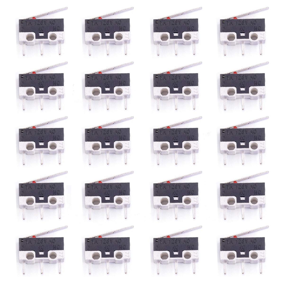 Buy Youmile 20PACK Micro Switch AC 1A 125V 3Pin SPDT NO+NC Hinge Lever ...