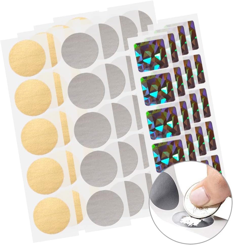 540 pcs Scratch Off Labels Stickers, CNYMANY 1-inch Circular Square ...
