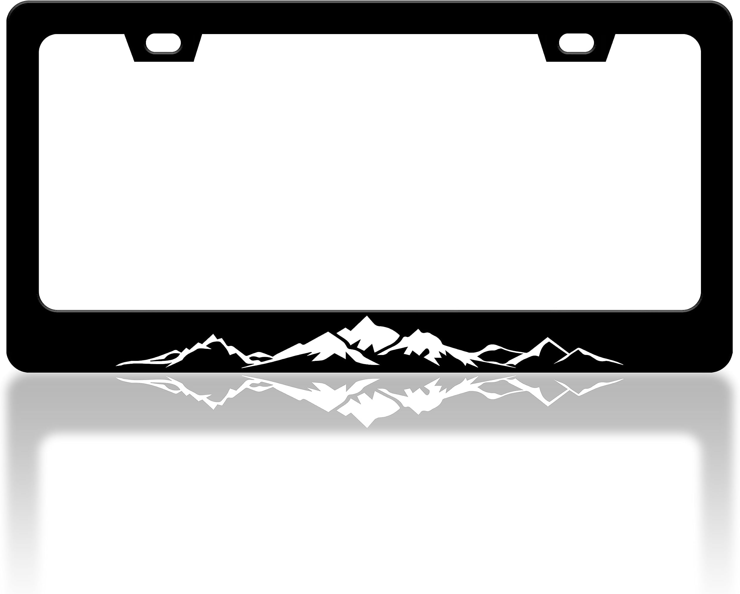 Amazon.com: ZXFOOG Mountain License Plate Frames- Plastic Black Car Tag ...