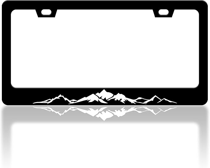 Amazon.com: Mountains License Plate Frame Funny Mountain License Plate ...