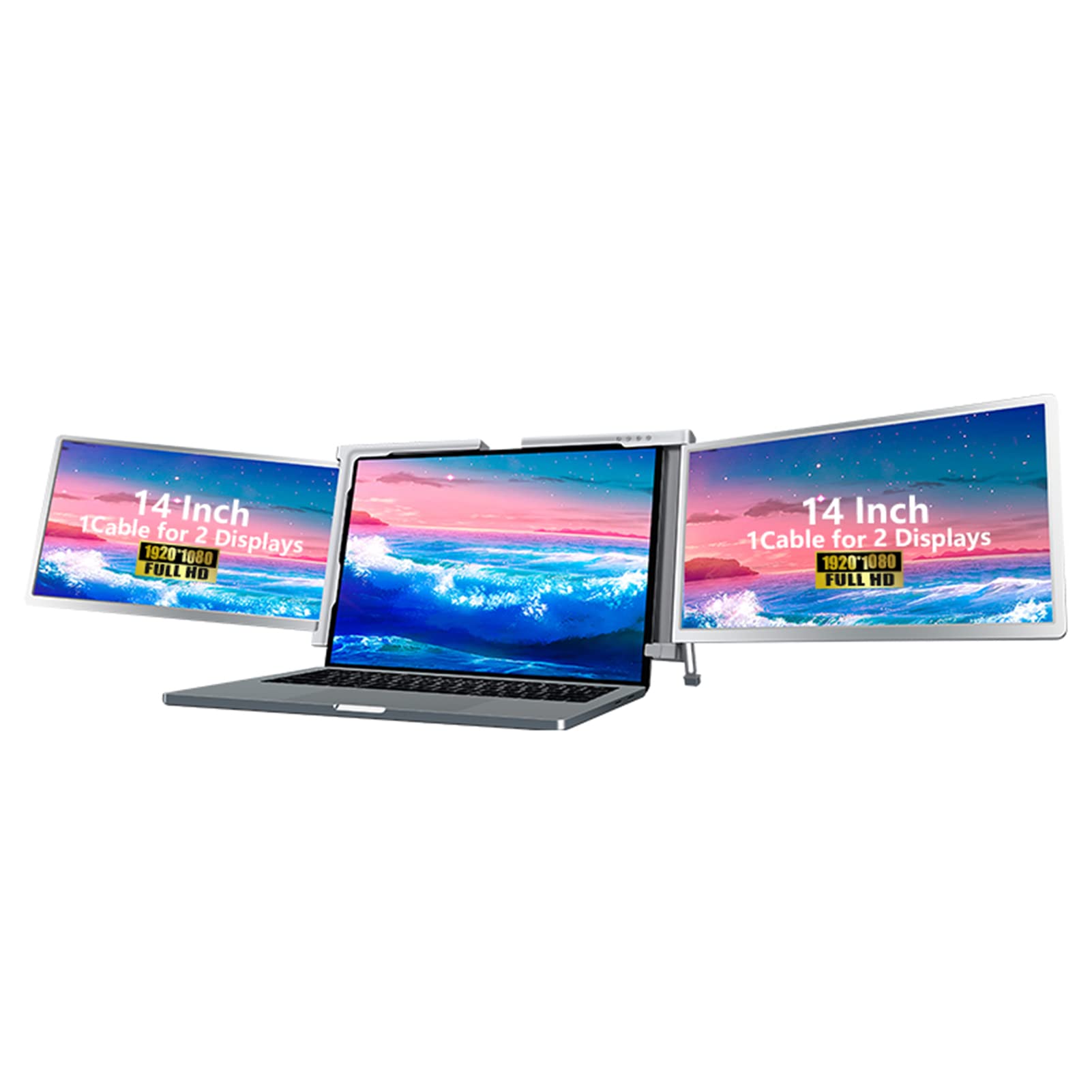 Buy 14 Inch Triple Laptop Screen Extender, FHD 1080P IPS Triple ...