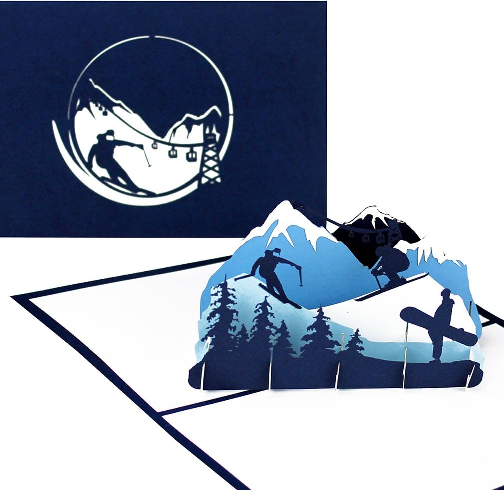 Pop Up Card "Ski & Snowboard" - 3D Birthday Card, Invitation Card ...