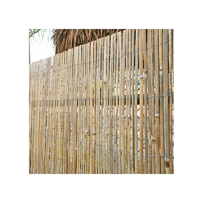 FOREVER BAMBOO Natural Finish Split Bamboo Slat Fence 6 ft H x 16 ft L ...