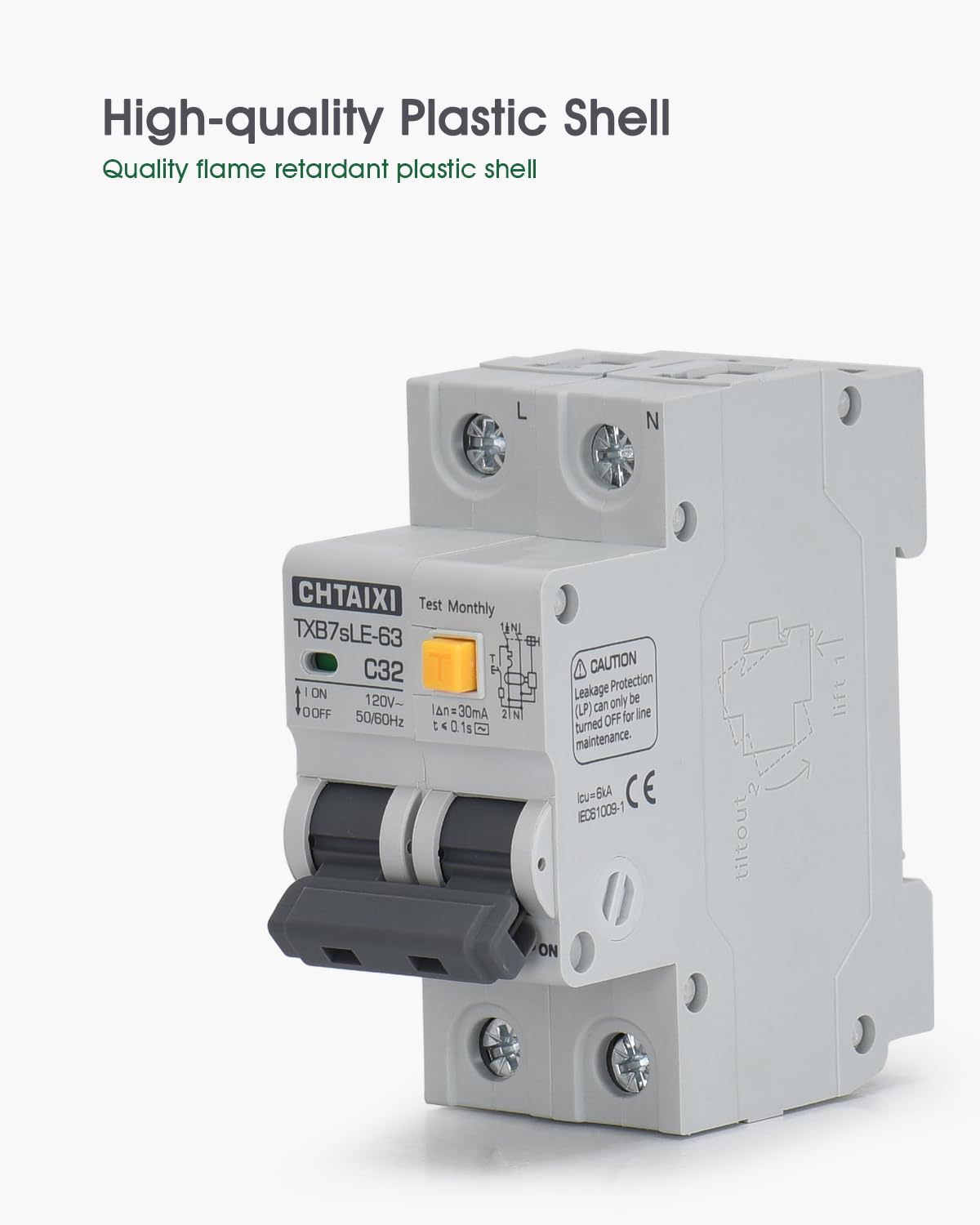 Snapklik.com : Ground Fault Circuit Breaker, 25 Amp 120V AC DIN Rail ...