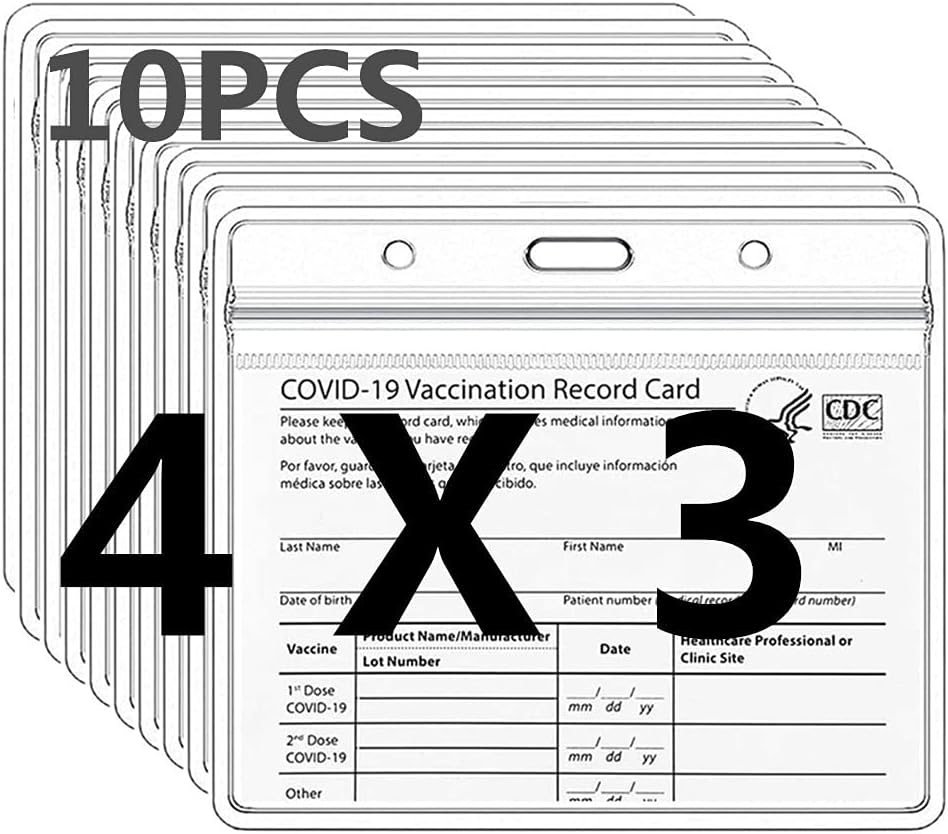 Amazon.com : 10 Pack Name Tag ID Card Holders, Horizontal Vaccine Card ...