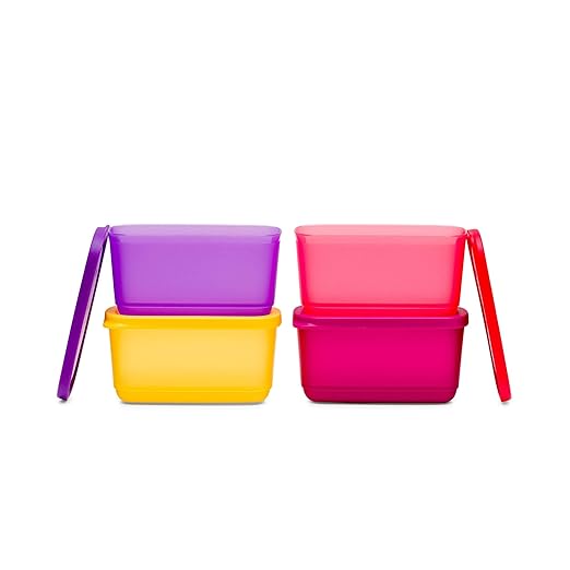 Buy Tupperware Rectangular Container, Plastic, Multicolour, 210ml - Set ...