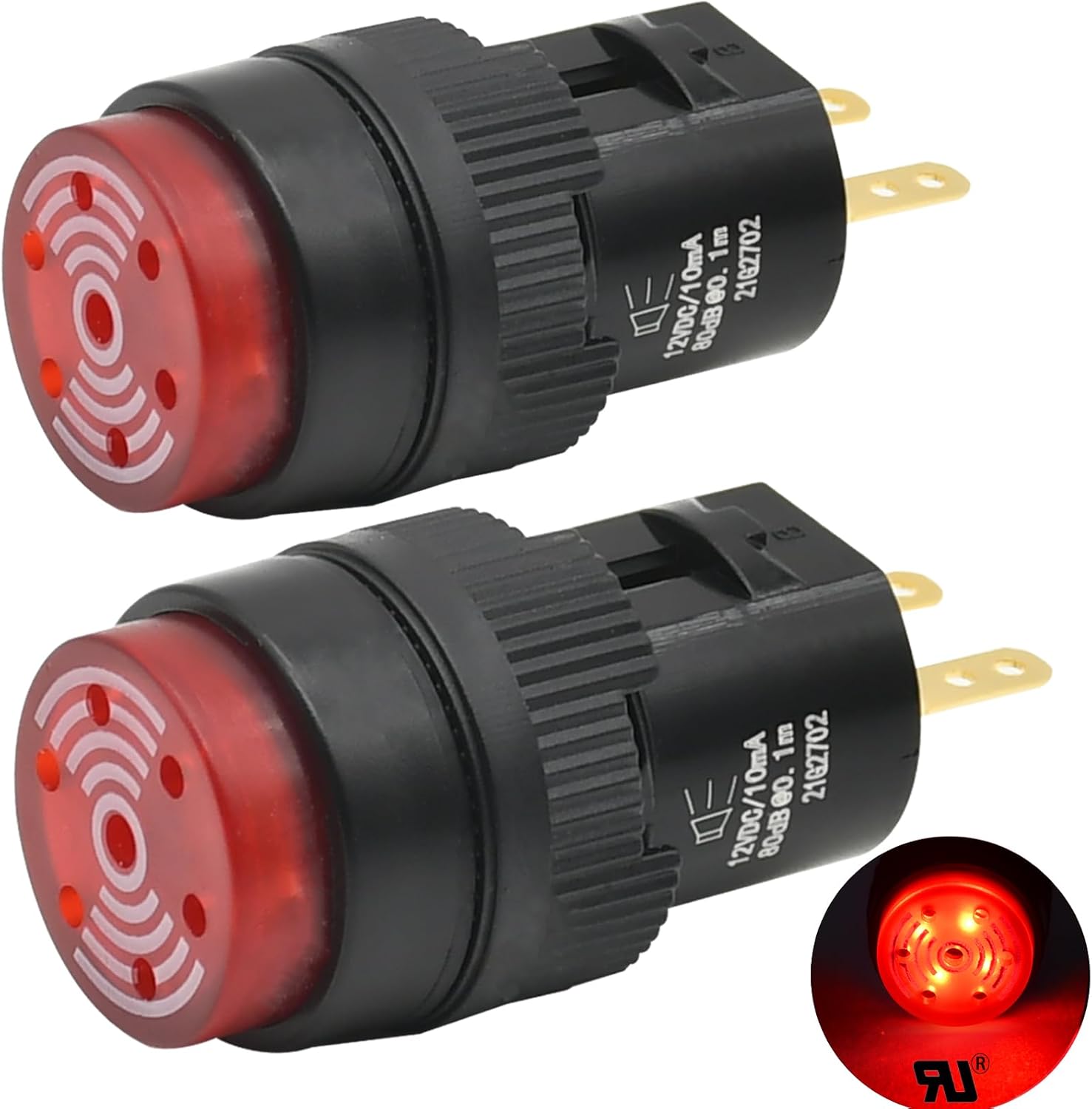 Amazon.com: 16MM Buzzer Red Indicator Light Lamp 12V DC LED 0.63" Round ...