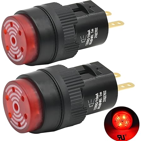 Amazon.com: 16MM Buzzer Red Indicator Light Lamp 12V 24VDC LED Blue ...