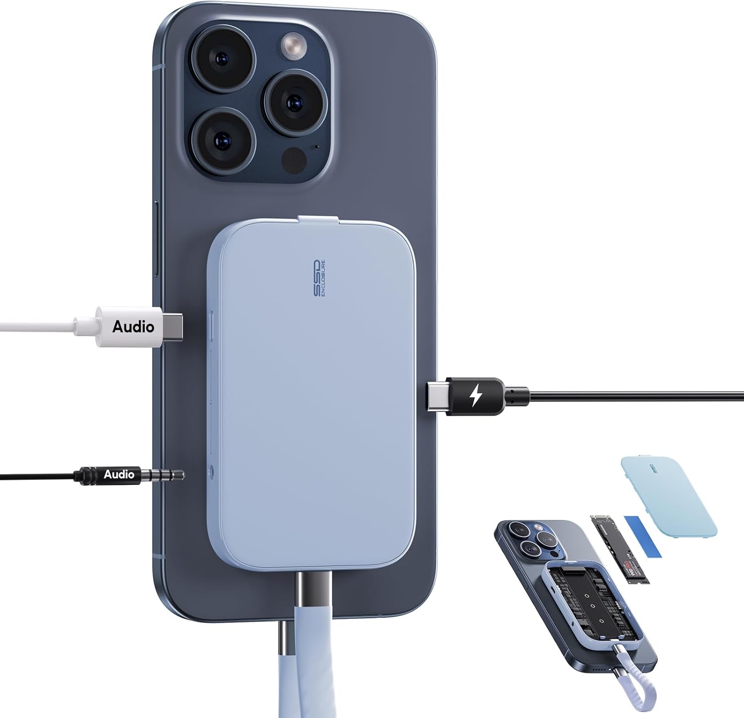 Amazon.com: PULWTOP Magnetic SSD Enclosure for iPhone 16 15 Pro/Max ...