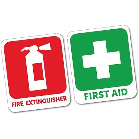 First Aid & Fire Extinguisher on Board Set 2X Vinyl Sticker Label Taxi ...