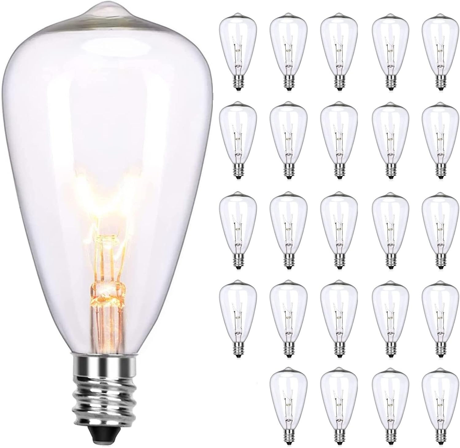 25 Pack Edison Light Bulbs, ST35 Clear Glass Light Bulb Replacement, 5W ...