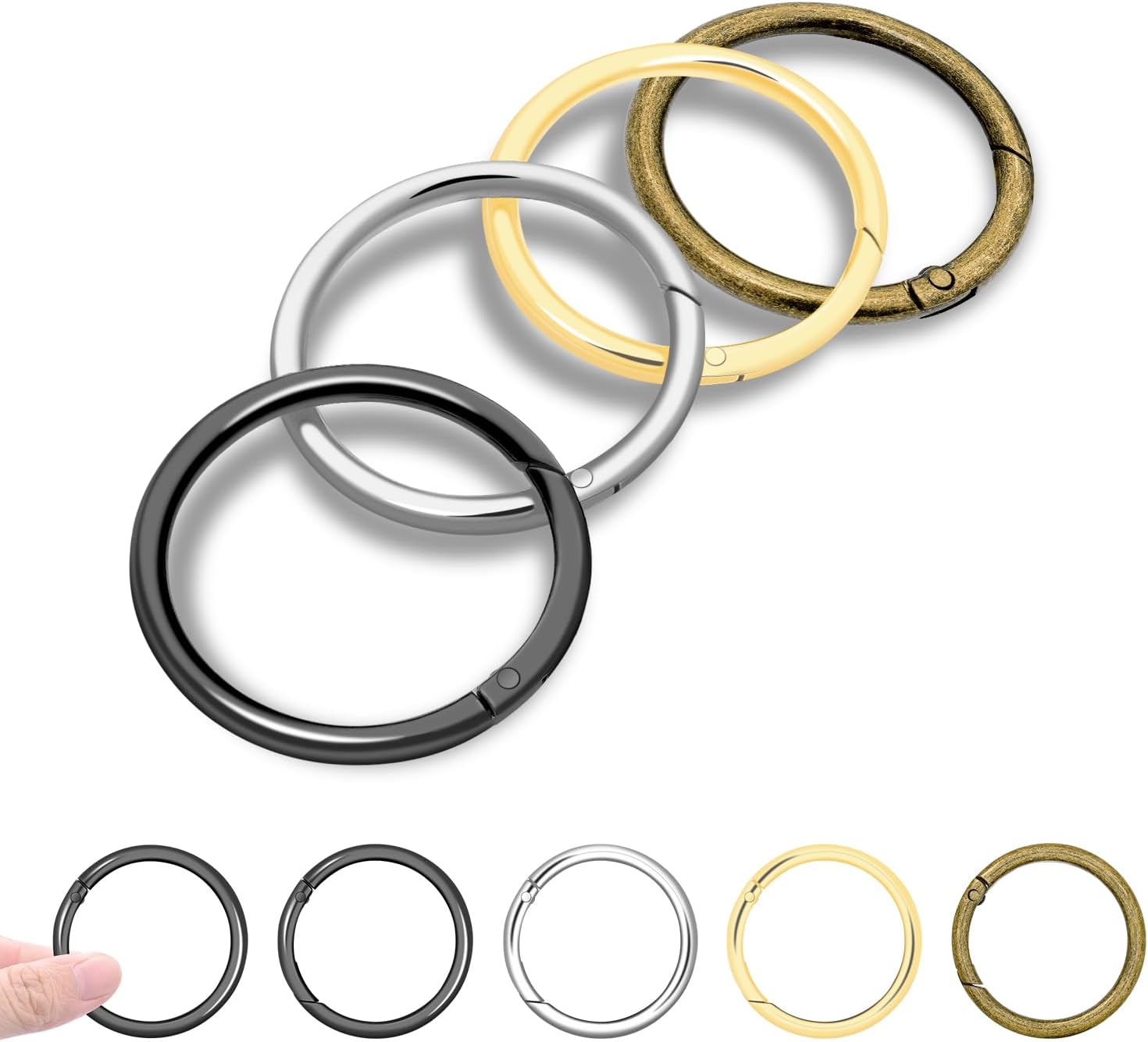 Amazon.com: 10Pack 1-1/2" Large Round Carabiner Clips, Metal Spring O ...