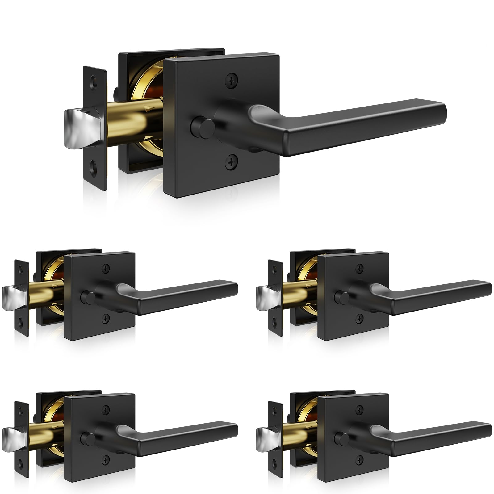 VEVOR Privacy Door Handle, 5 Pack Matte Black Door Lever, Left or Right ...