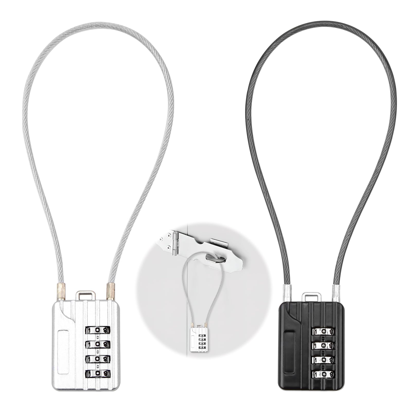 4 Digit Combination Cable Padlock, Small Cable Lock with 12 in/30 cm ...