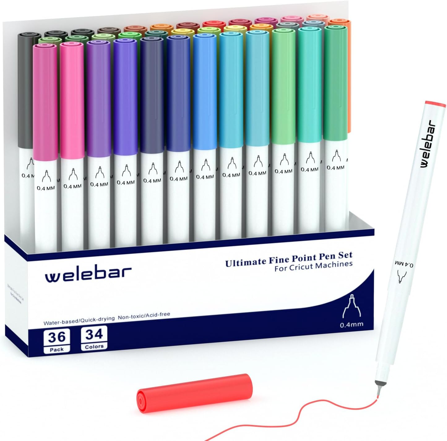 Amazon.com : Welebar 12 Pack Metallic Pen Set, 1.0 Tip Marker Pen for ...