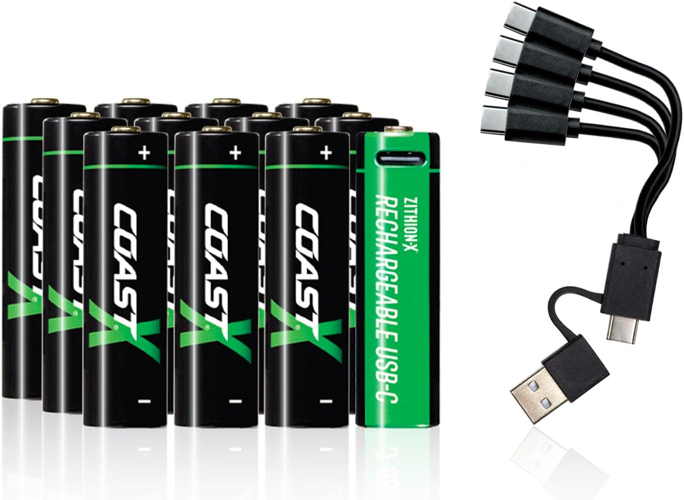 Amazon.com: Coast AA USB-C Rechargeable Batteries, ZITHION-X, Lithium ...