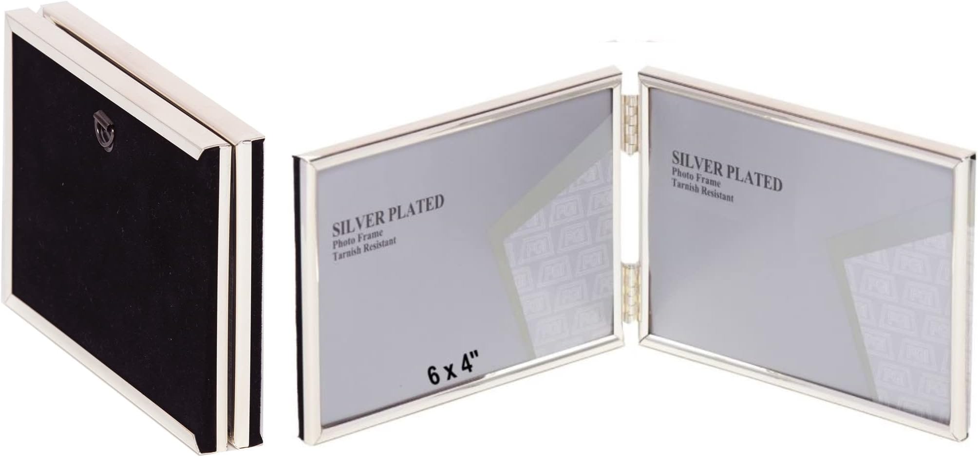 6 x 4-inch Silver Thin Edge DOUBLE LANDSCAPE Photo Frames with hooks ...