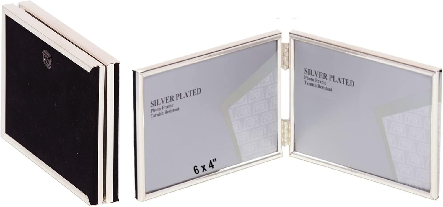 6 x 4-inch Silver Thin Edge DOUBLE LANDSCAPE Photo Frames with hooks ...