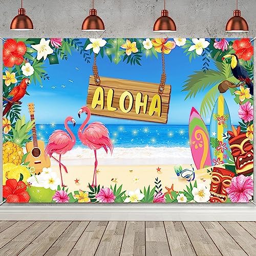 Amazon.com : Hawaiian Aloha Party Decoration, Aloha Backdrop Summer ...