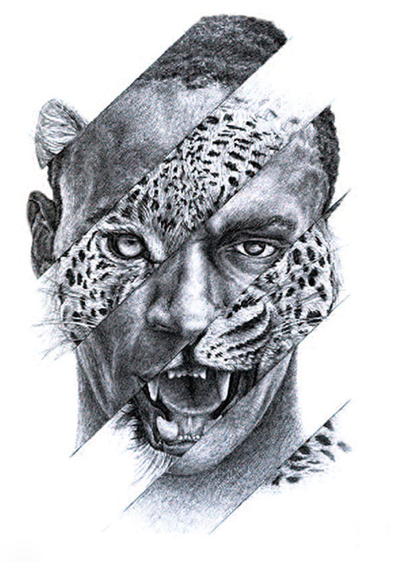 Half Tiger Half Human Drawing