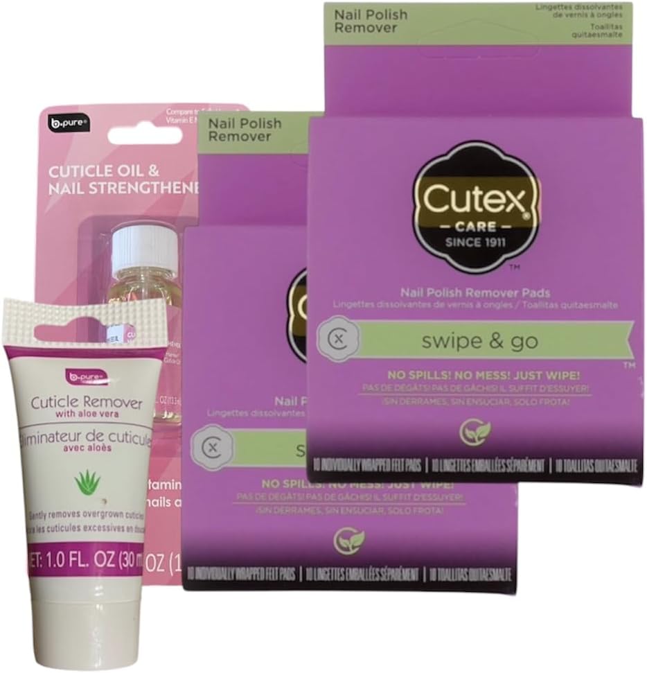 Amazon.com : Cutex Care Swipe and Go Nail Polish Remover Pads, 10 Count ...