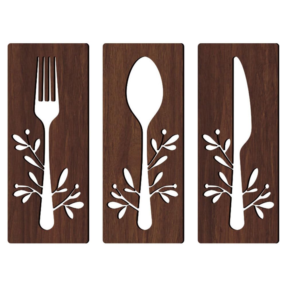 Amazon.com: GANAZONO 1 Set Wooden Sign for Kitchen Wall Decor Fork ...