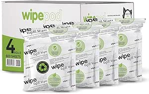 WIPEPOD - Recyclable Refill Pack | 600 Sheets Per Roll, Box of 4 Rolls ...