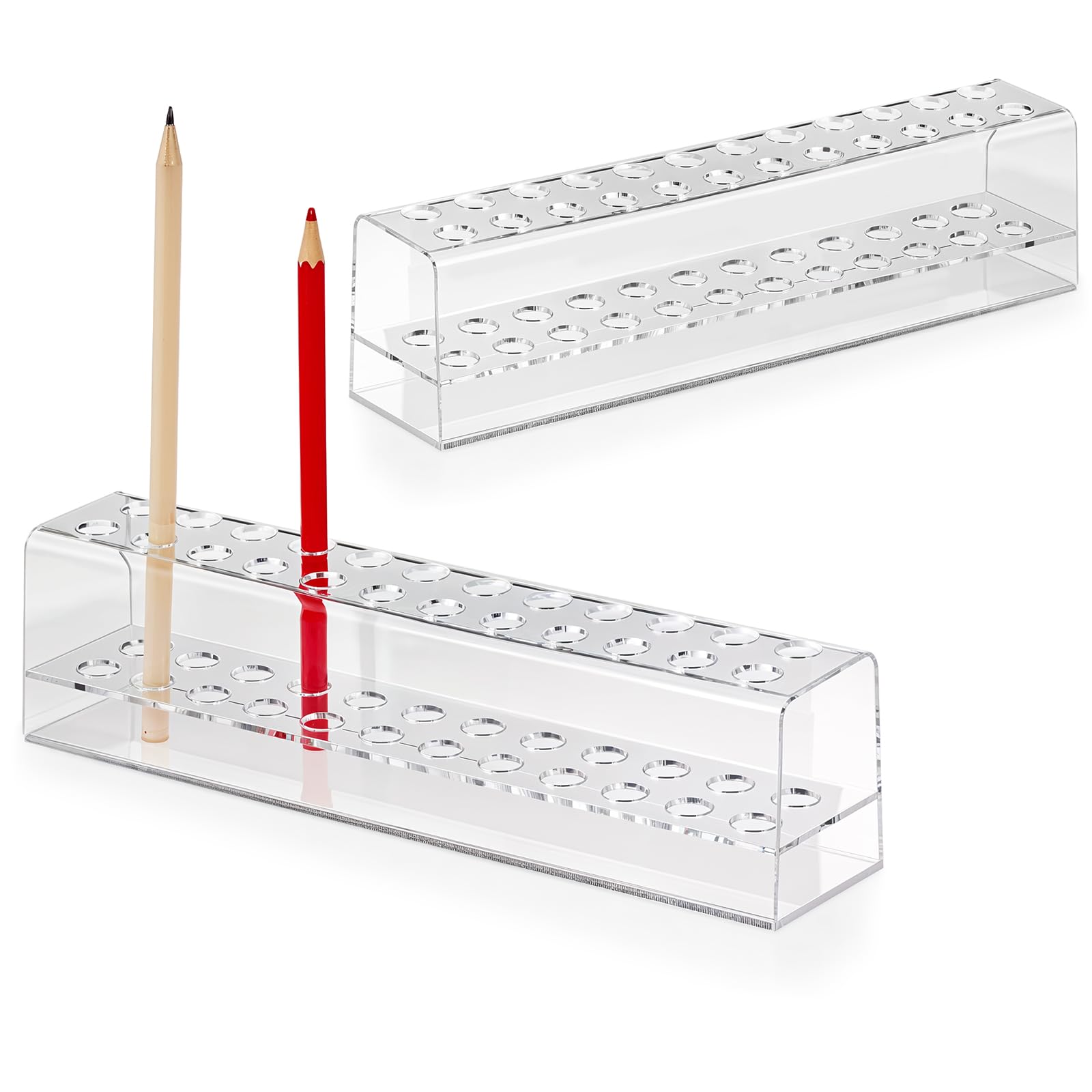 Amazon.com: 2 Pcs Clear Acrylic Pen Holder, 24-Slots Pen Display Stand ...