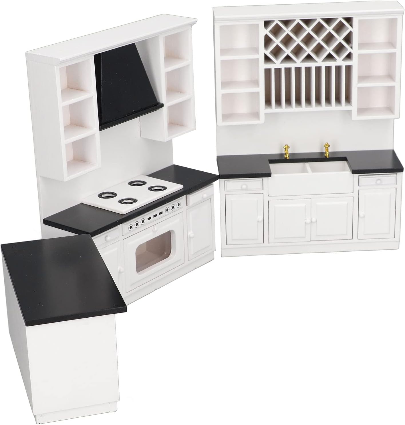 Amazon.com: Keenso Dollhouse Kitchen Cabinet SetDollhouse Kitchen ...