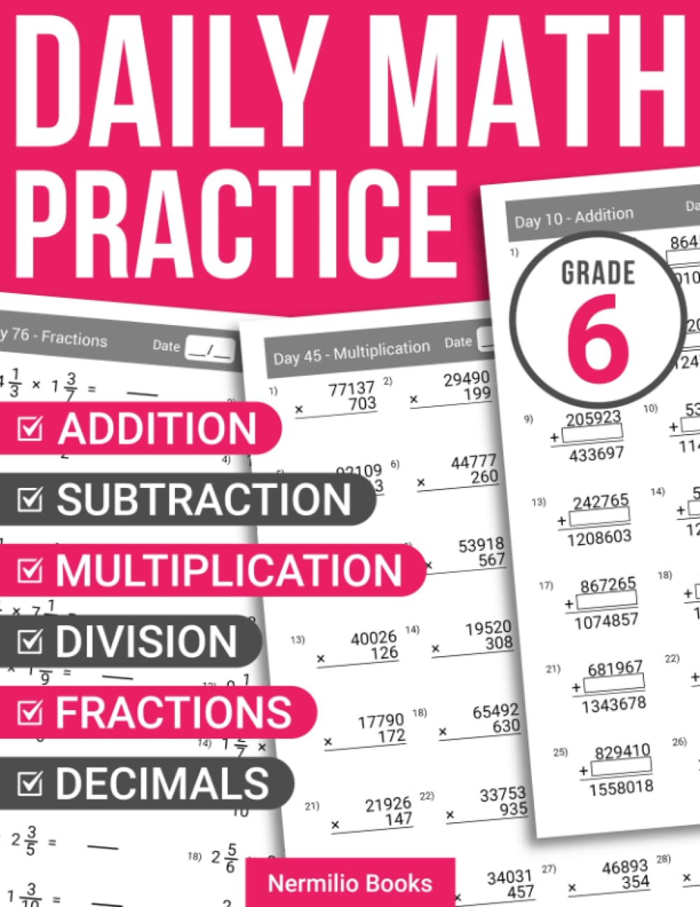 Daily Math Practice Grade 6: Addition, Subtraction, Multiplication ...