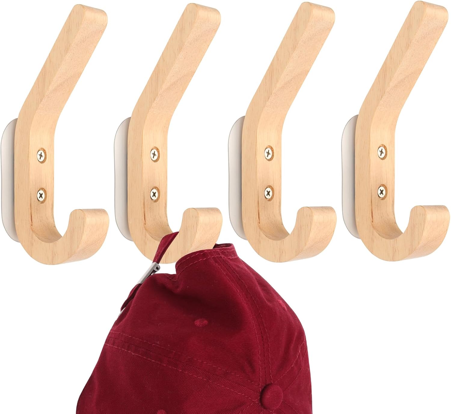 Amazon.com: Heliltd 4pcs Wooden Wall Hook Dual-Use Wood Wall Hooks ...