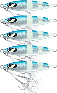 Amazon.com : OCEAN CAT 1 PC Slow Fall Pitch Fishing Lures Sinking Lead Metal Flat Jigs Jigging ...