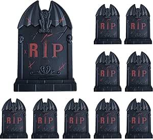 Ppmter Halloween Rip Graveyard Tombstones, 10 Pcs Mini Headstone ...
