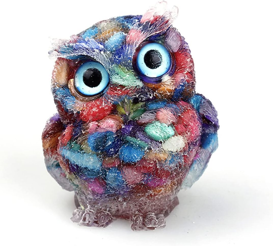 Hand-Carved Natural Crystal Owl Statue, Reiki Healing Gemstone Animal ...