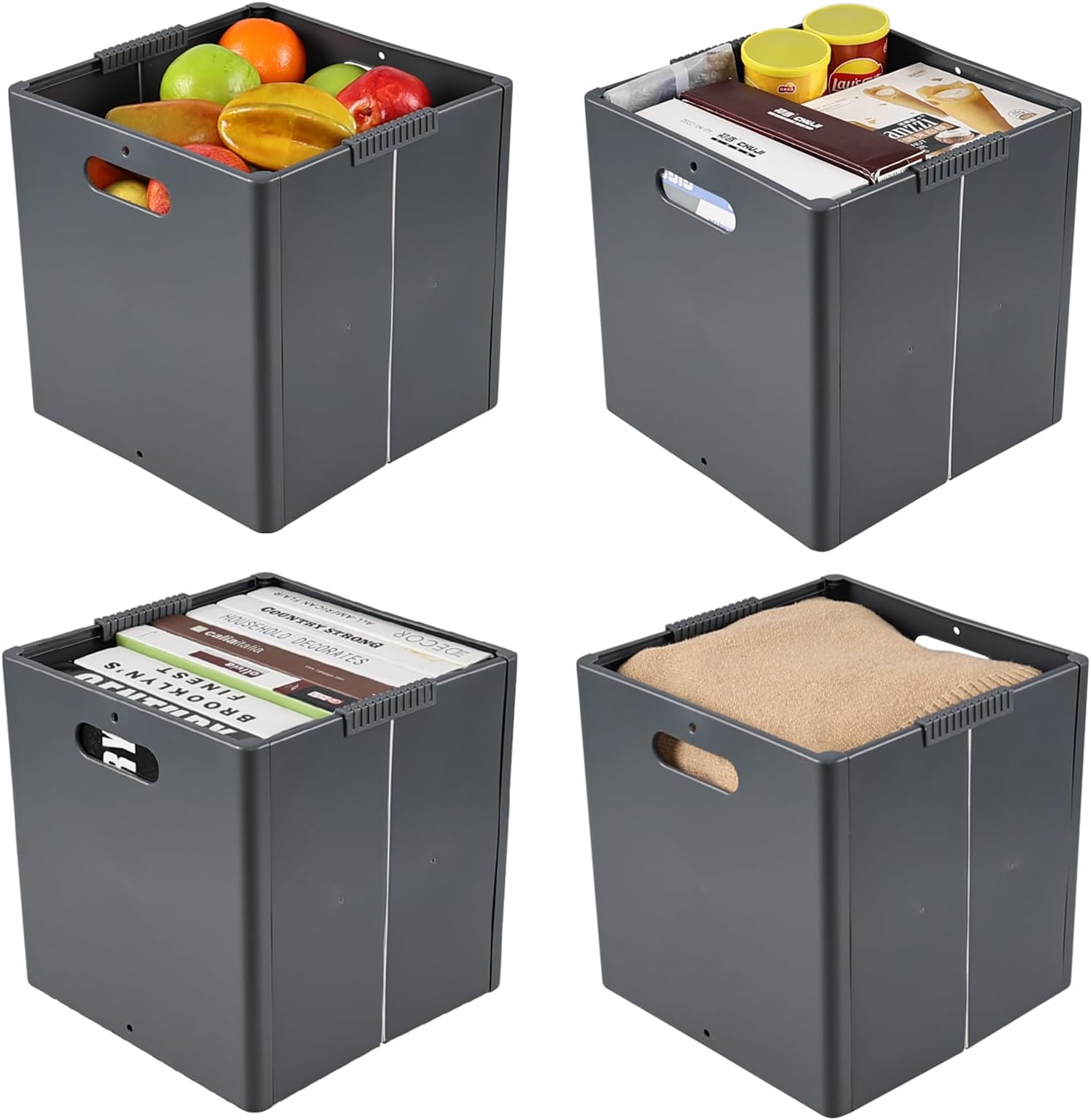 Amazon.com - Wekioger 4-Pack Plastic Foldable Cube Storage Bins ...
