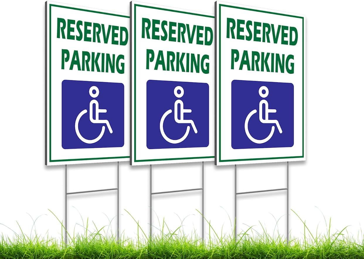 Amazon.com: Pack of 3 Reserved Parking Double Sided Sign 12x8 inch with ...