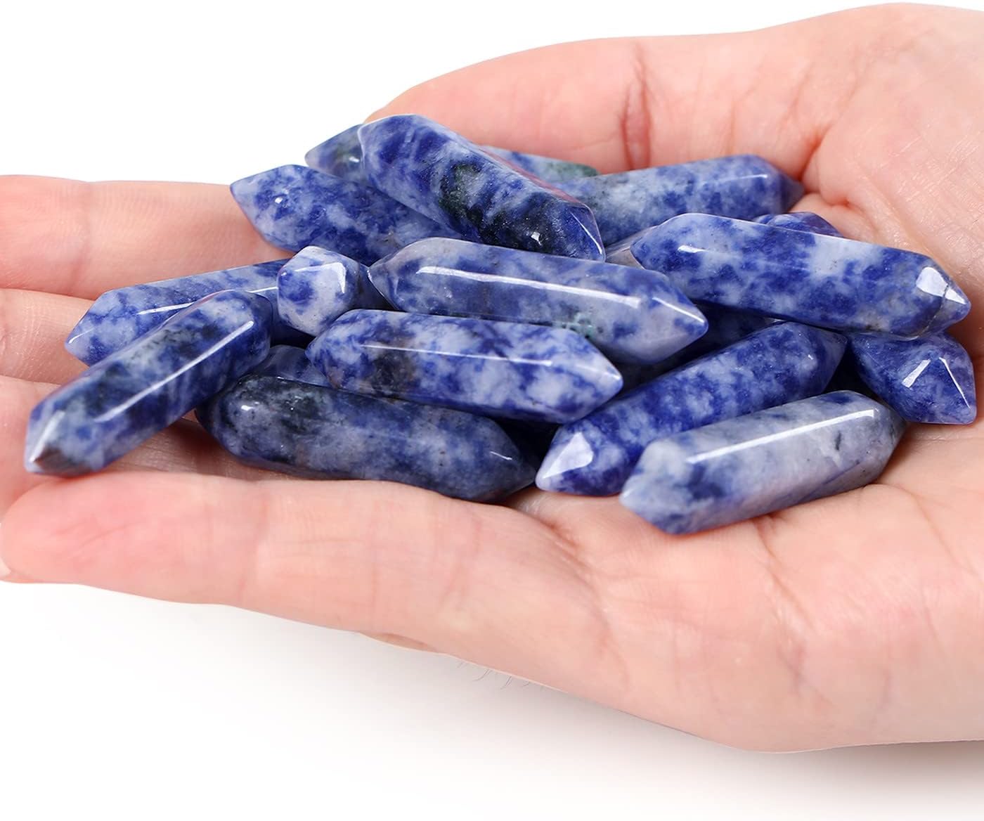 Amazon.com: 10 PCS Blue White Sodalite Crystals Wands Polished Stones ...