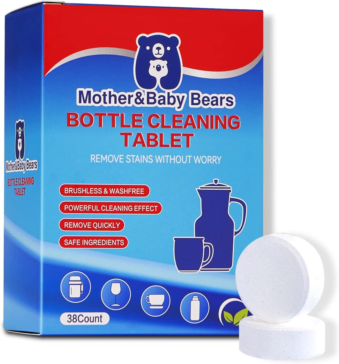 Amazon.com: Mother&Baby Bears Bottle Cleaning Tablets, 38 Count Natural ...