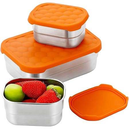 Amazon.com: Tanjiae Stainless Steel Snack Containers for Kids | Leak ...