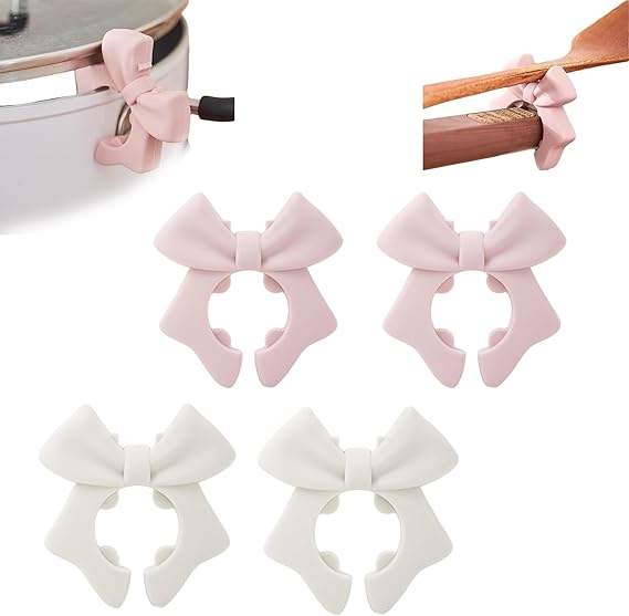Amazon.com: 4 Pcs Bow Spatula Holder,Silicone Bow Shaped Spoon Rest ...
