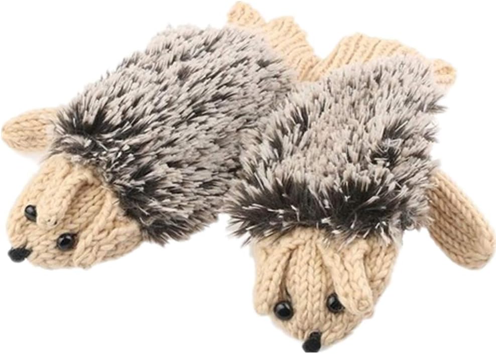 Pusheng Women Winter Cartoon Gloves Thick Knit Hottest Hedgehog Mittens ...