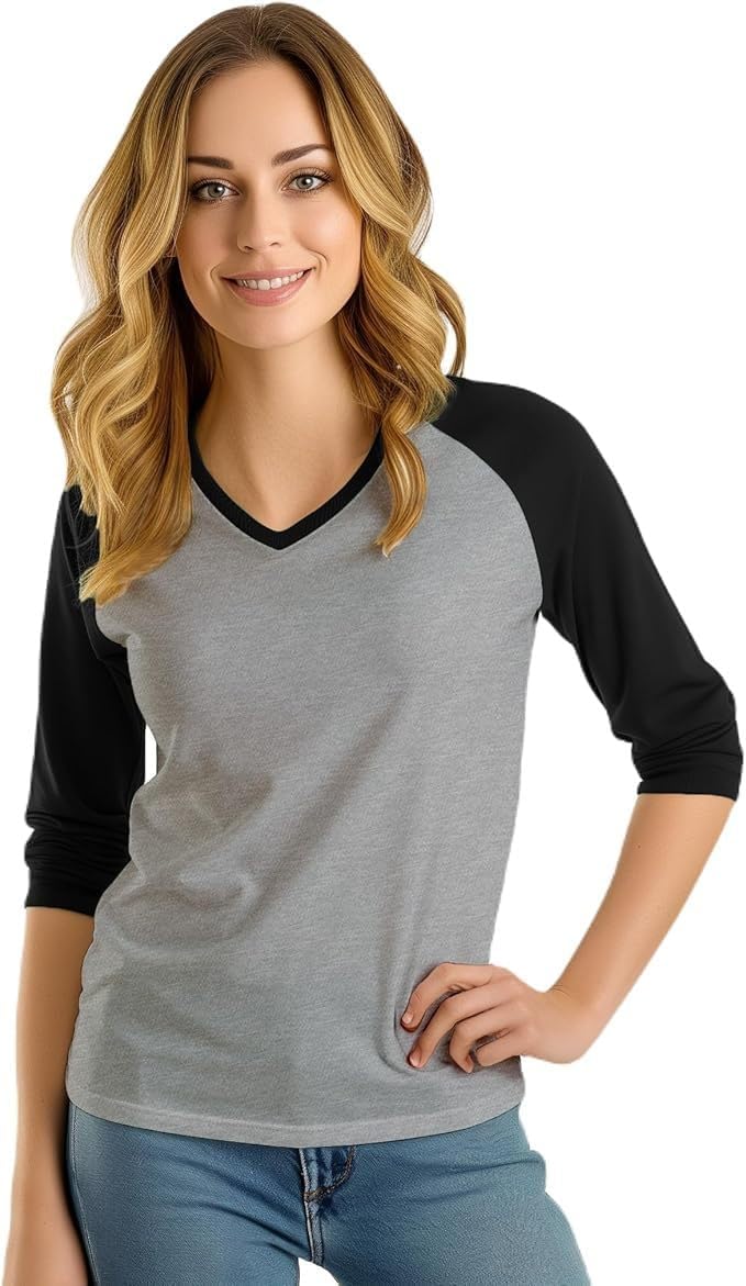 URBAN CREST V Neck Raglan Shirts for Women - Baseball Jersey Womens 3/4 ...